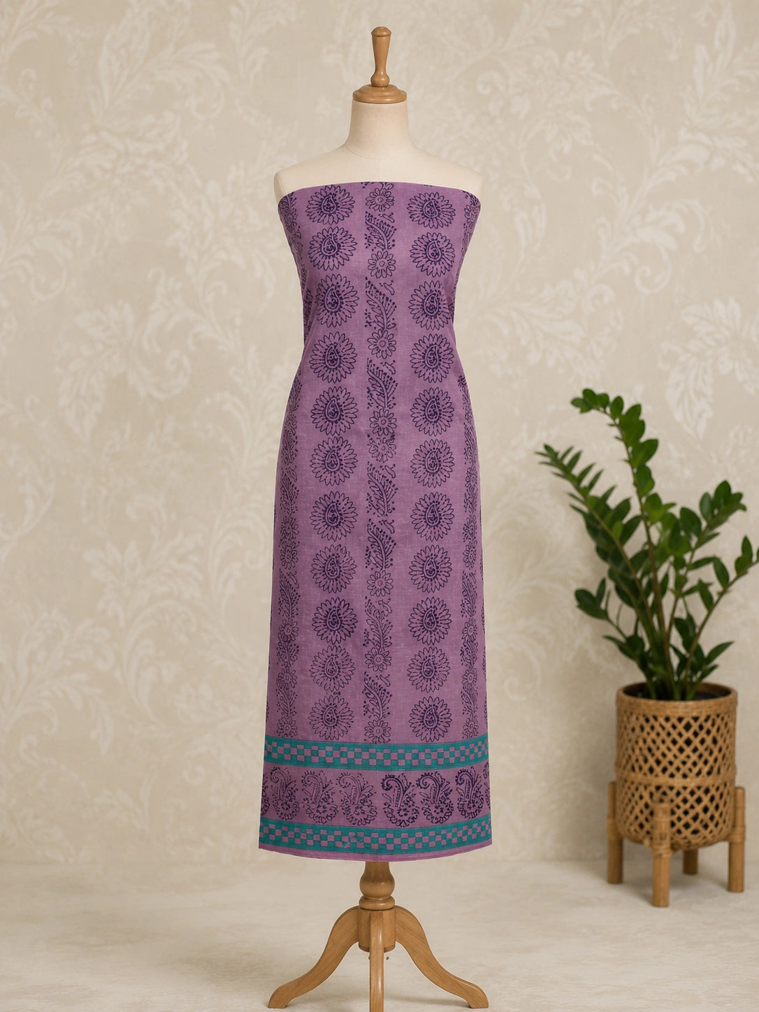 Unstitched Pink Cotton Suit Piece with Dupatta Set| Under 3000| Lucknow ...
